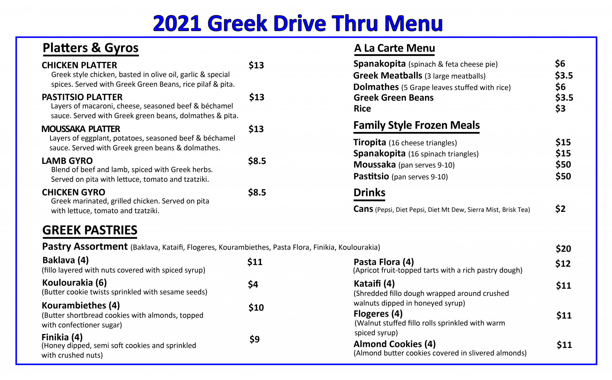 Raleigh Greek Festival Menu | Great Greek Food and Pastries!